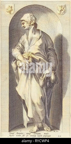 Greed; Seven deadly sins. Personification of greed. Woman sitting on a ...