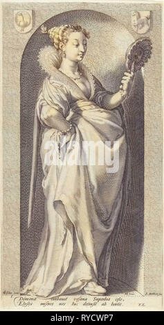 Pride; Seven deadly sins. Personification of pride. Woman on horseback ...