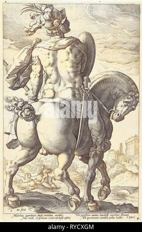 Titus Manlius, Hendrick Goltzius, 1586 print The hero Titus Manlius ...