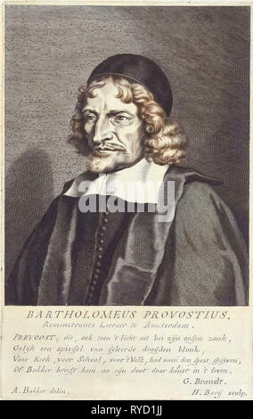 Portrait of Bartholomaeus Prevostius, Hendrik Bary, After Adriaen ...
