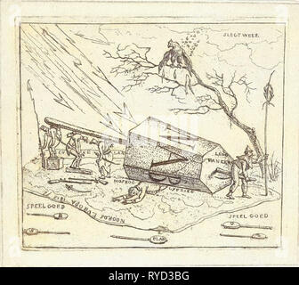 Napoleon crushed under a hexagonal block, Six cartoons depicting ...