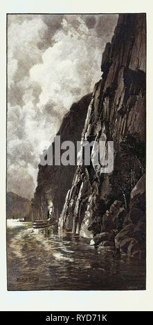 UNDER CAPE TRINITY, CANADA, NINETEENTH CENTURY ENGRAVING Stock Photo ...