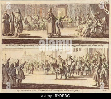 William and Mary proclaimed King and Queen of England, 1689, the Crown ...