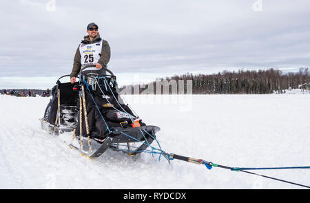 Musher Jeff Deeter after the restart in Willow of the 47th Iditarod ...
