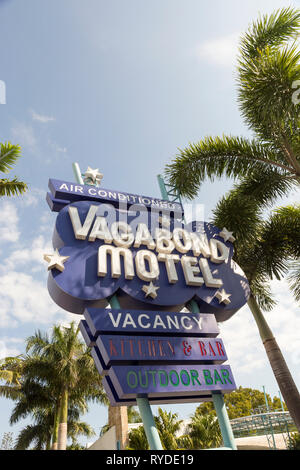 The sign outside the Vagabond hotel in classic Miami Modern, or MiMo ...