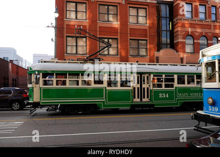 Memphis' Main Street Trolley with authentic vintage trolley cars Stock ...