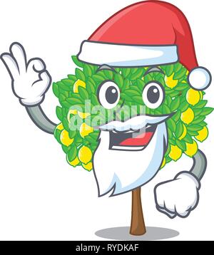 Santa with candy lemon tree in the pot character Stock Vector Image ...