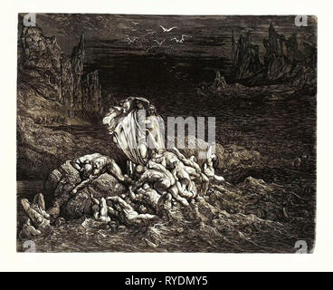 Dante Divina Commedia - Hell - fifth circle - Phlegyas ferries Dante ...