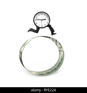 Clock with human legs running, isolated on white background Stock Photo ...