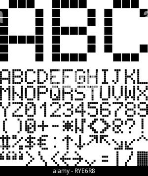 Vector 8-bit pixel art latin alphabet with 3D effect. Letters, numbers ...