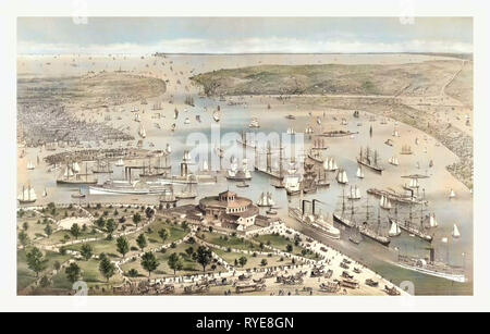 The Port of New York, America 19th century Stock Photo - Alamy