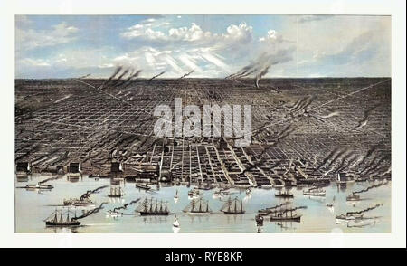 Detroit. Birds eye view--showing about three miles square--of the ...