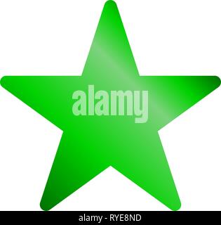 Star symbol icon - green gradient 3d, 5 pointed rounded, isolated ...