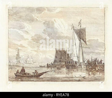 Ships at a jetty, Gerrit Groenewegen, 1786 print Different ships on ...