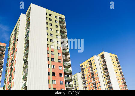 Block of flats in Warsaw, post-communist architecture Stock Photo - Alamy