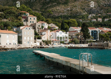 The little harbour town of Mlini on the Croatian coastline on a sunny ...