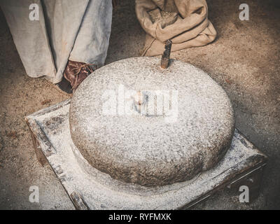 Quern stone and hand stone (Mill stones) from the Romano-British (bc55 ...