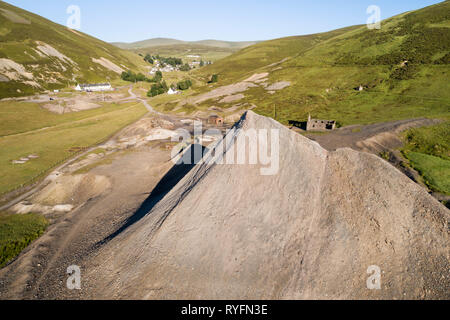 Arial Image of Wanlockhead, Scotland's highest village showing old mine ...