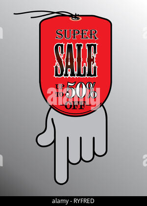 Super sale, up to 50 off, square festive red discount banner with ...