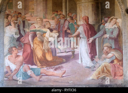 San Dominic frees an obsessed from the Demon, fresco by Lorenzo ...