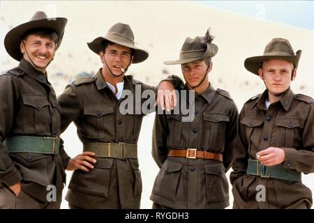 ROBERT GRUB, MEL GIBSON, MARK LEE, DAVID ARGUE, GALLIPOLI, 1981 Stock ...