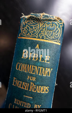 Spine of an old ancient holy bible Stock Photo - Alamy