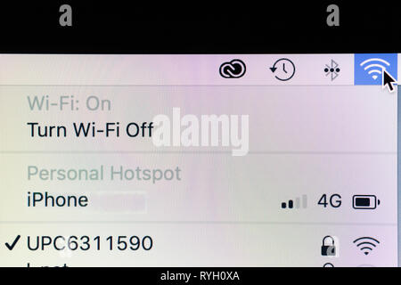 Dropdown wireless network menu on a computer Stock Photo - Alamy
