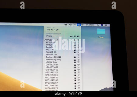 Dropdown wireless network menu on a computer Stock Photo - Alamy