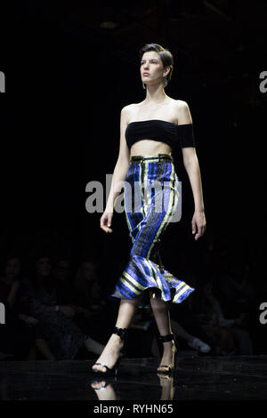 Tel Aviv, Israel. 13th Mar, 2019. A model presents a creation of Shahar ...