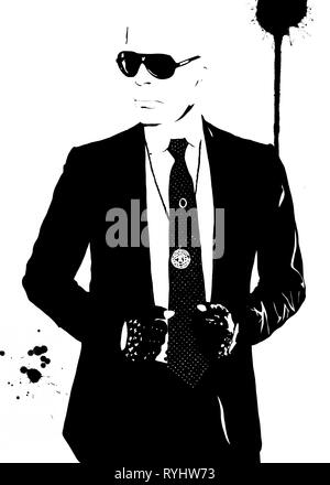 Karl lagerfeld painting. Poster karl lagerfeld Stock Photo - Alamy