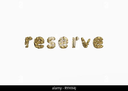 the word reserve is made from braided gold wire. Conceptual 3D ...