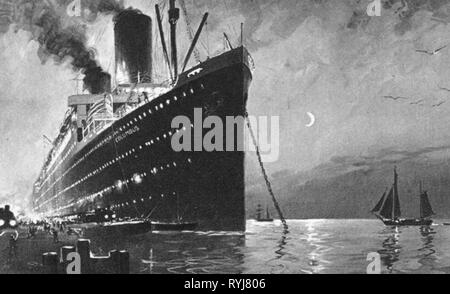 transport / transportation, navigation, steamship, German fast liner ...