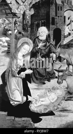 Madonna Adoring the Infant Christ - by Master Of The Castello Nativity ...
