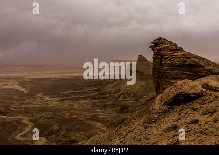 A plain sand desert landscape in the Makkah Province, Saudi Arabia ...