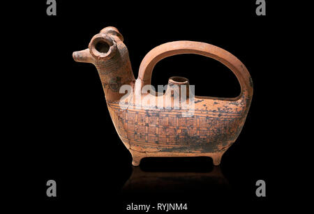 Phrygian terra cotta pottery vessel with a strainer and long pouring ...