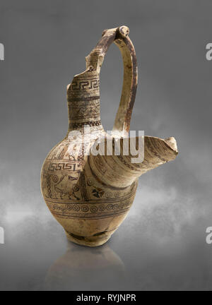 Phrygian terra cotta pottery vessel with a strainer and long pouring ...