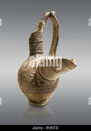 Phrygian terra cotta pottery vessel with a strainer and long pouring ...