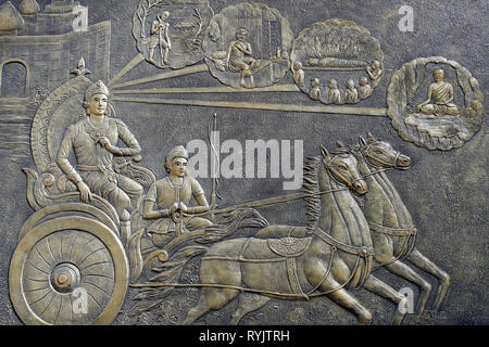 The Life of the Buddha, Siddhartha Gautama. Prince Siddhartha riding on ...