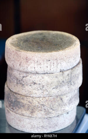 French Alps. Traditional cheese factory. Farm made Abondance cheese ...