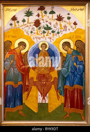 Icon in the Nazareth melkite (Greek catholic) chuch, Galilee, Israel ...