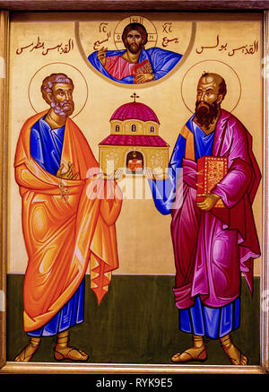 Icon in the Nazareth melkite (Greek catholic) chuch, Galilee, Israel ...