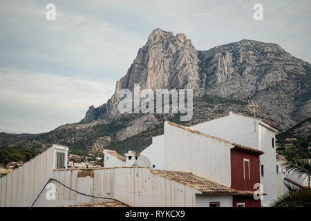 Finestrat mountain village against the background of the majestic ...