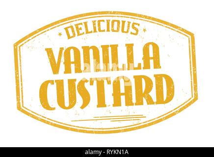 Vanilla custard sign or stamp on white background, vector illustration ...