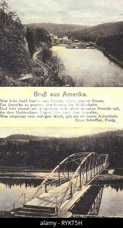 Multiview postcards, Bridges in Penig, Buildings in Penig, 1909 ...