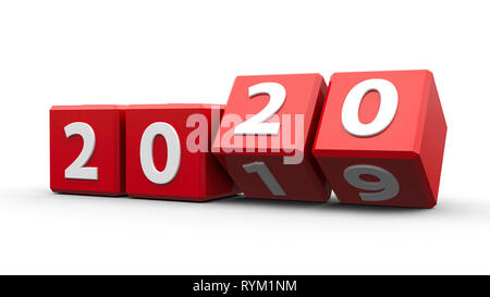 2019-2020 change represents the new year 2020, three-dimensional rendering, 3D illustration ...