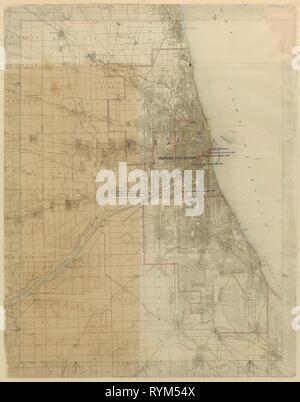 Plan of Chicago, Chicago, Illinois, Diagram Showing City Growth, 1909 ...