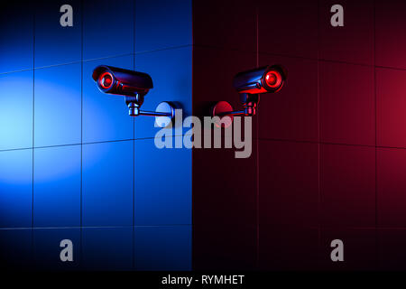 Surveillance camera mounted on a wall. Digital 3D rendering Stock Photo ...