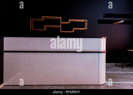 Interior of unfinished bar in modern gym Stock Photo - Alamy