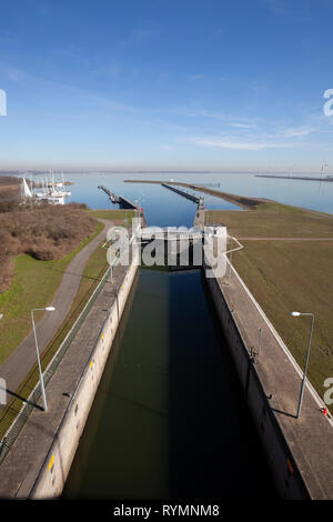 The Volkerak water locks, part of the Dutch Delta Works and the largest ...