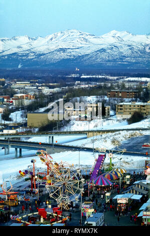 Winter carnival rides at annual Fur Rondy celebration Anchorage Alaska ...